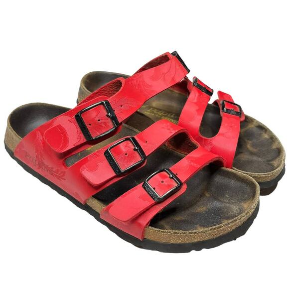 Papillio | Shoes | Papillio Red Three Strap Slide Sandal | Poshmark
